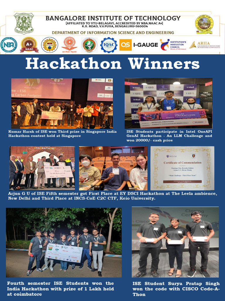 ISE Students Shine in Multiple Hackathons | PDF | Art | Computers