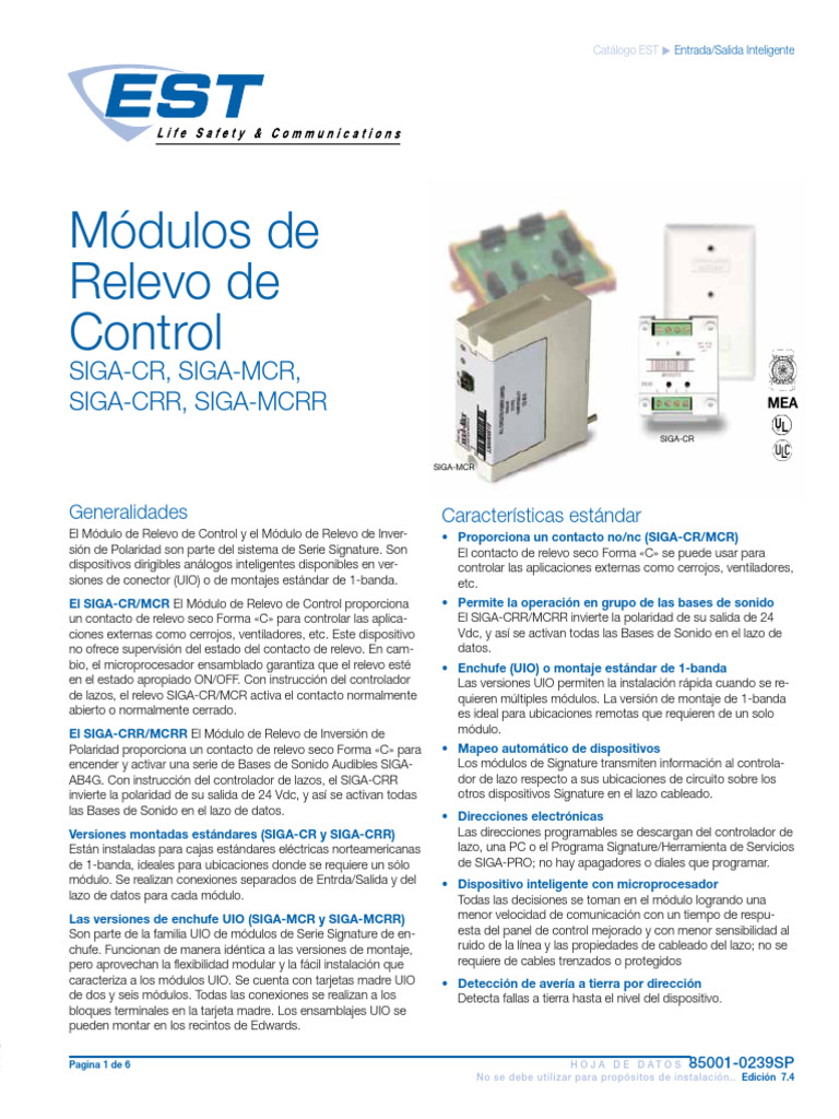 SIGA CR Kidde Fichas Tecnicas Est SH Ingenieria - PDF AA | PDF | Diodo emisor de luz | Hardware ...