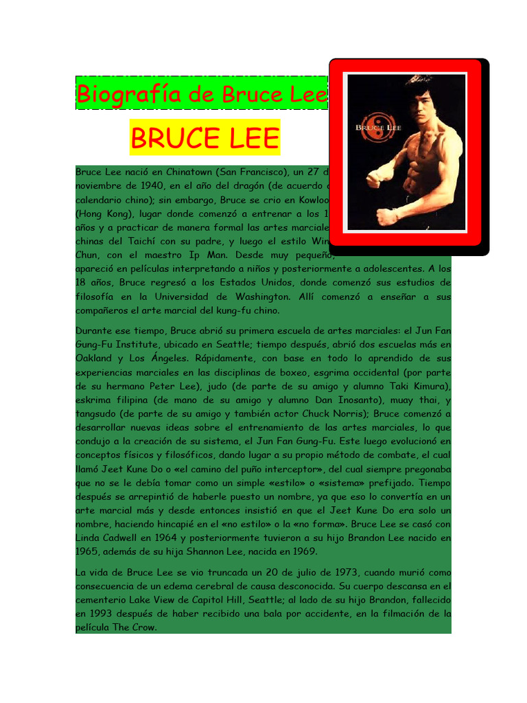Biografía de Bruce Lee | PDF