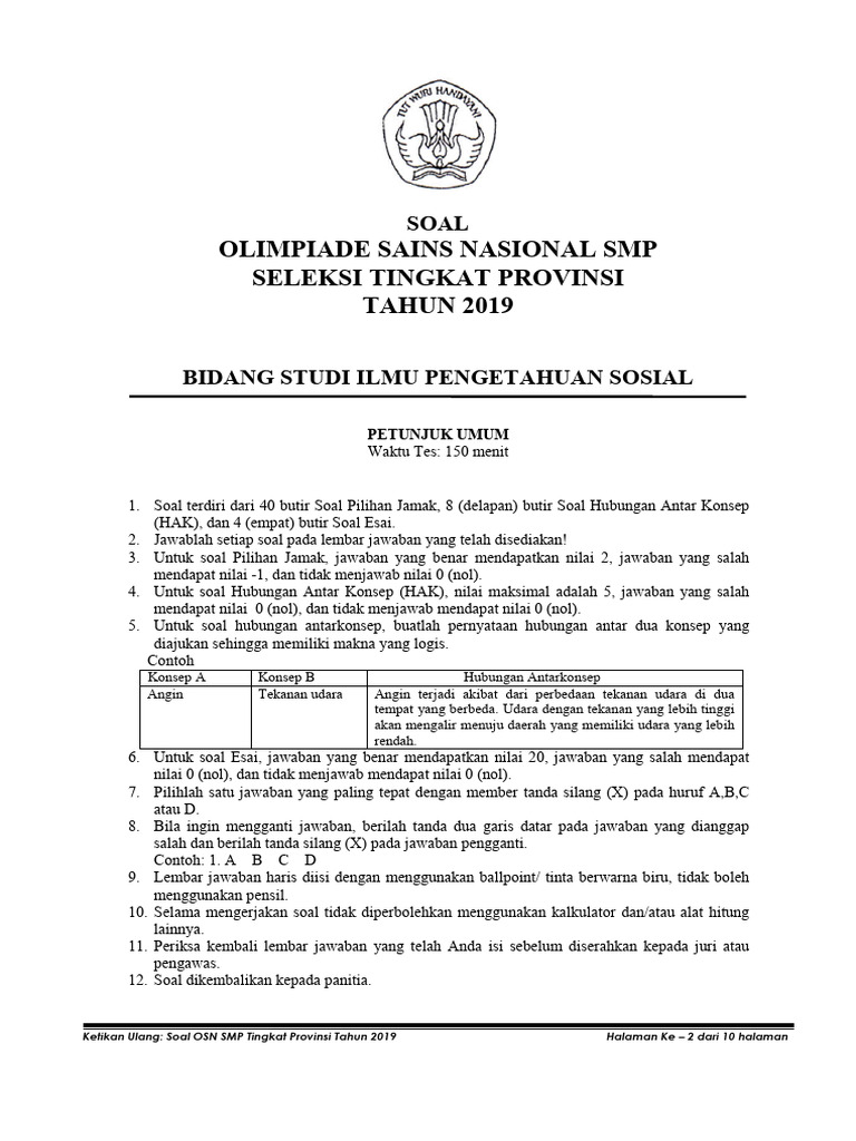 Soal OSN P IPS 2019 Beserta Pembahasannya | PDF