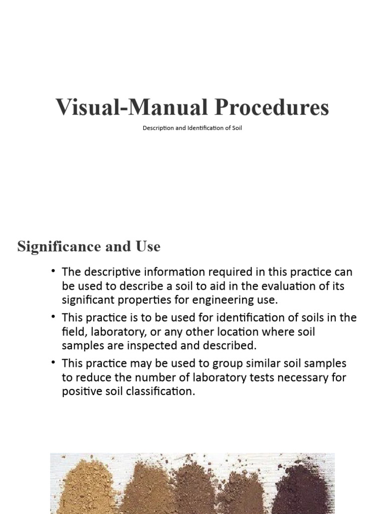 Visual Manual Procedure | PDF | Soil | Sand