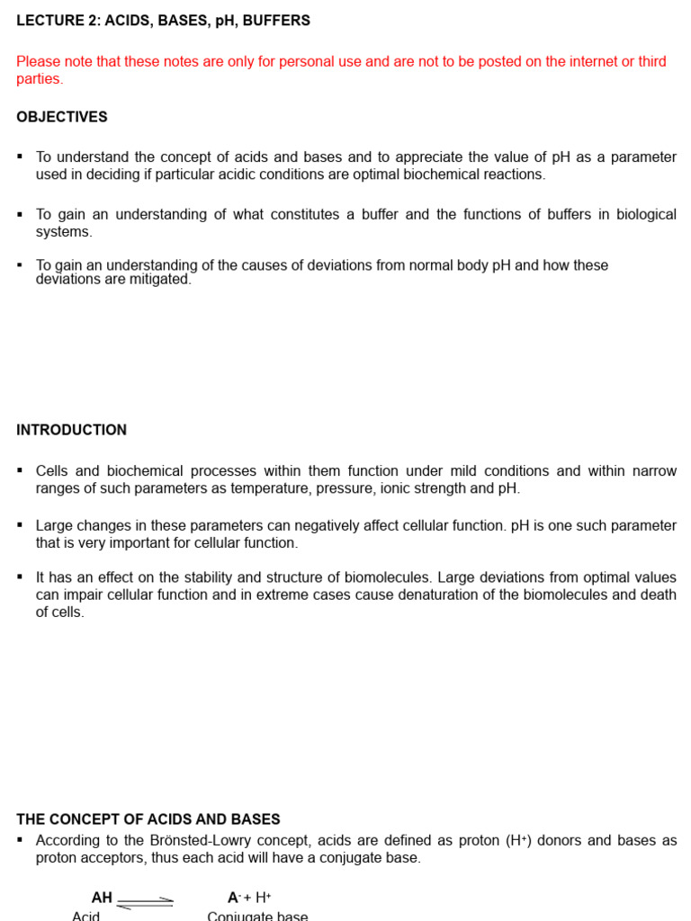 Share Lecture 2 - Acids, Bases, PH, Buffers | PDF | Acid | Ph