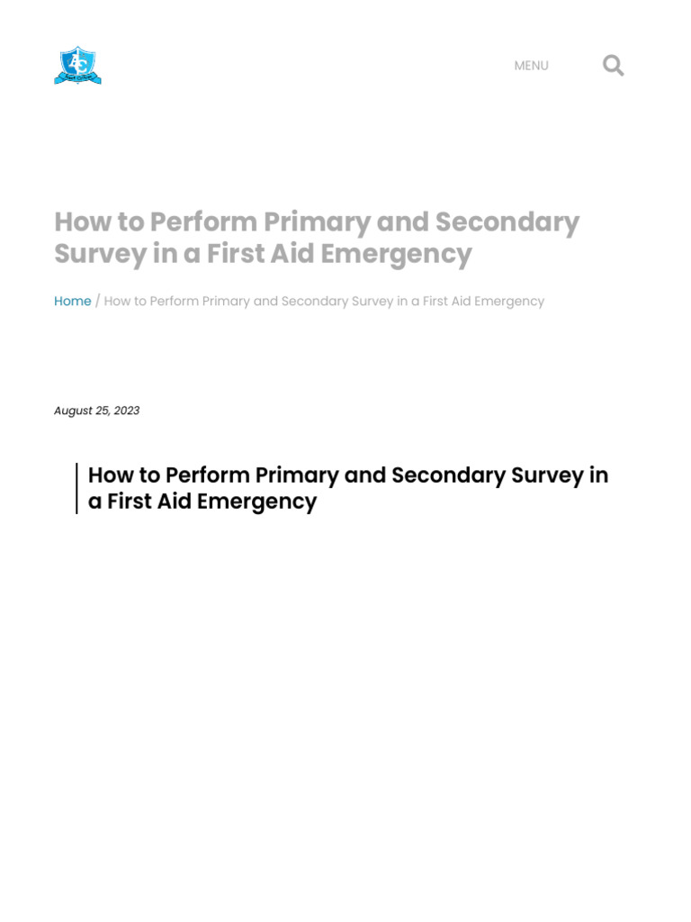 Perform Primary and Secondary Survey in A First Aid Emergency | PDF ...