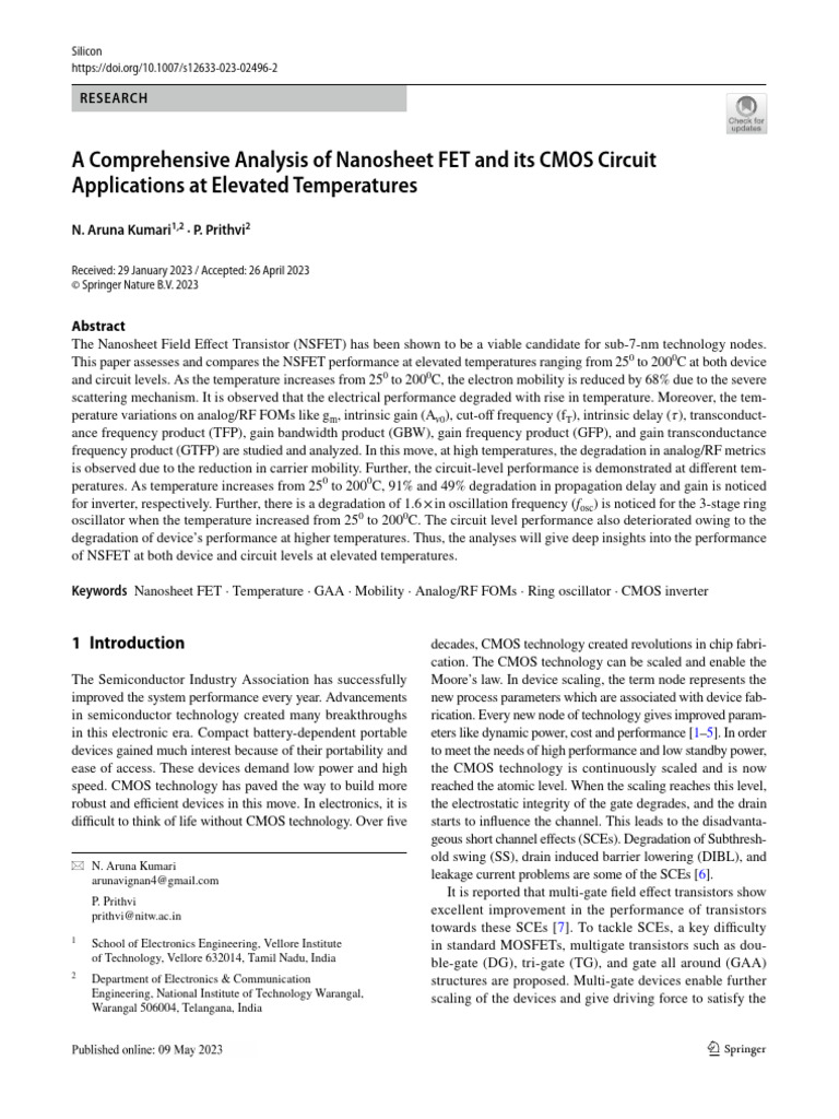 4th paper (2) | PDF | Field Effect Transistor | Cmos