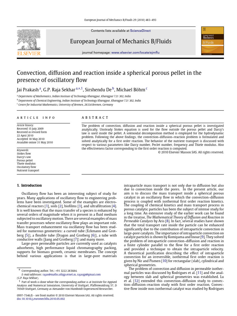 Convection Diffusion and Reaction Inside | PDF | Fluid Dynamics | Viscosity