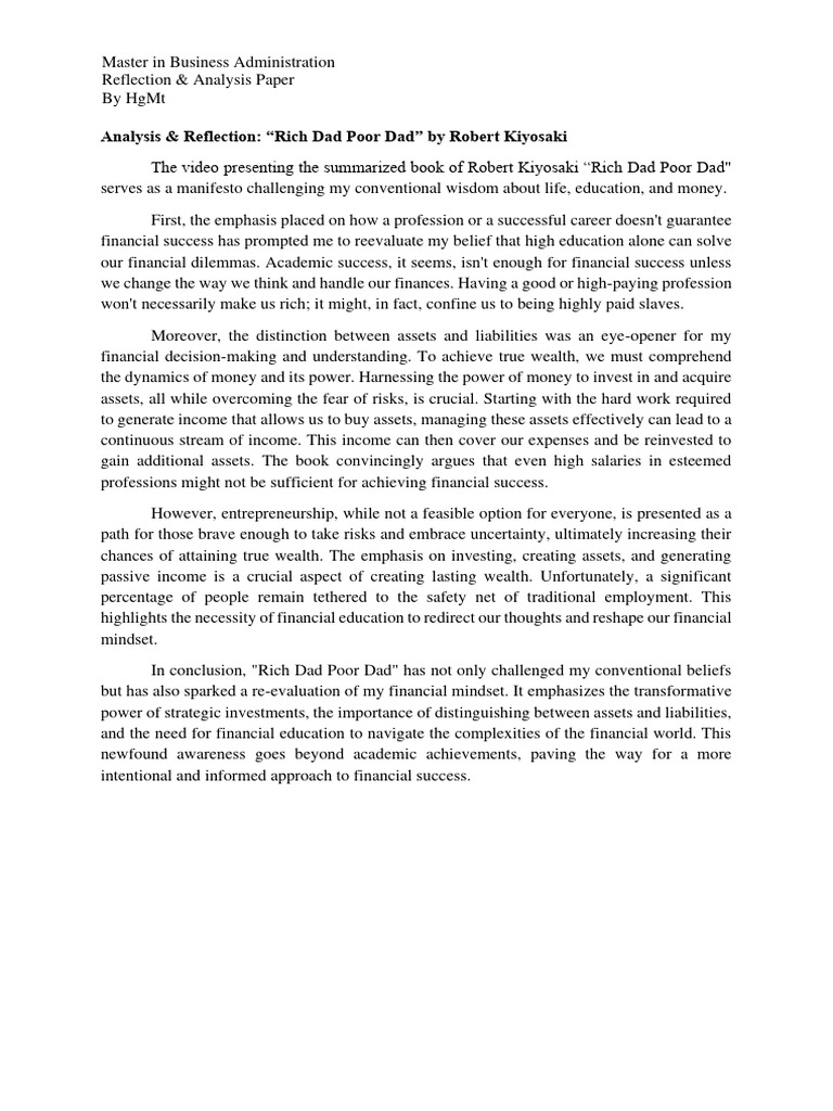 Financial Insights from "Rich Dad Poor Dad" | PDF | Investing ...