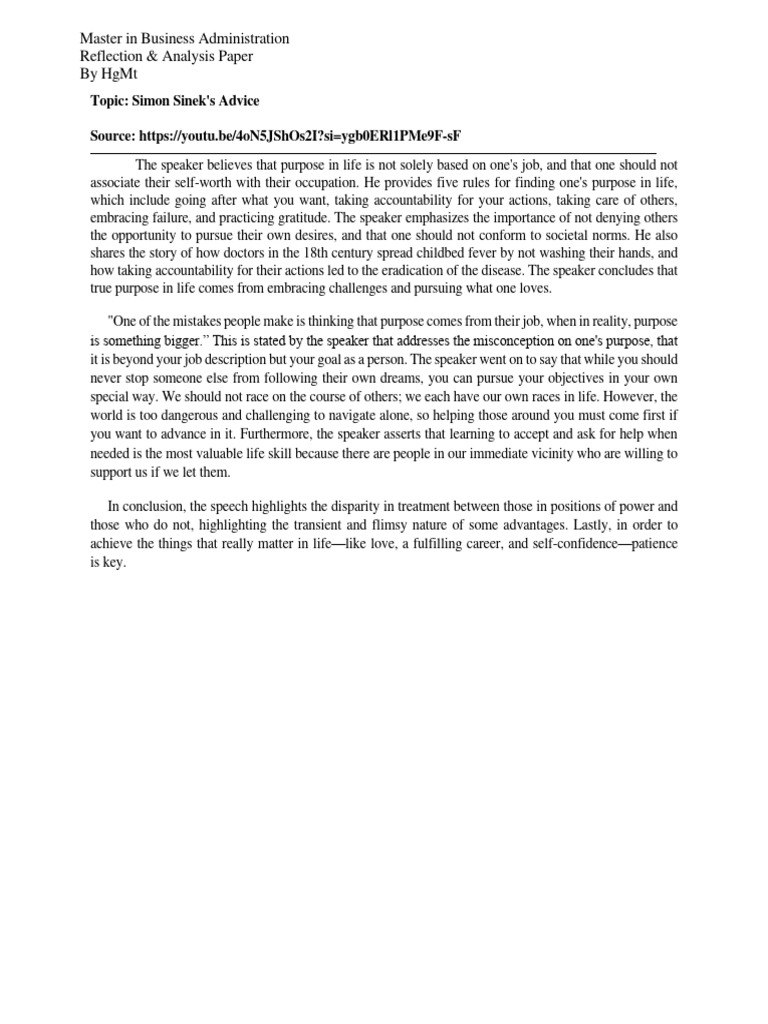 2analysis & Reflection Paper For MBA | PDF | Supply Chain | Marketing