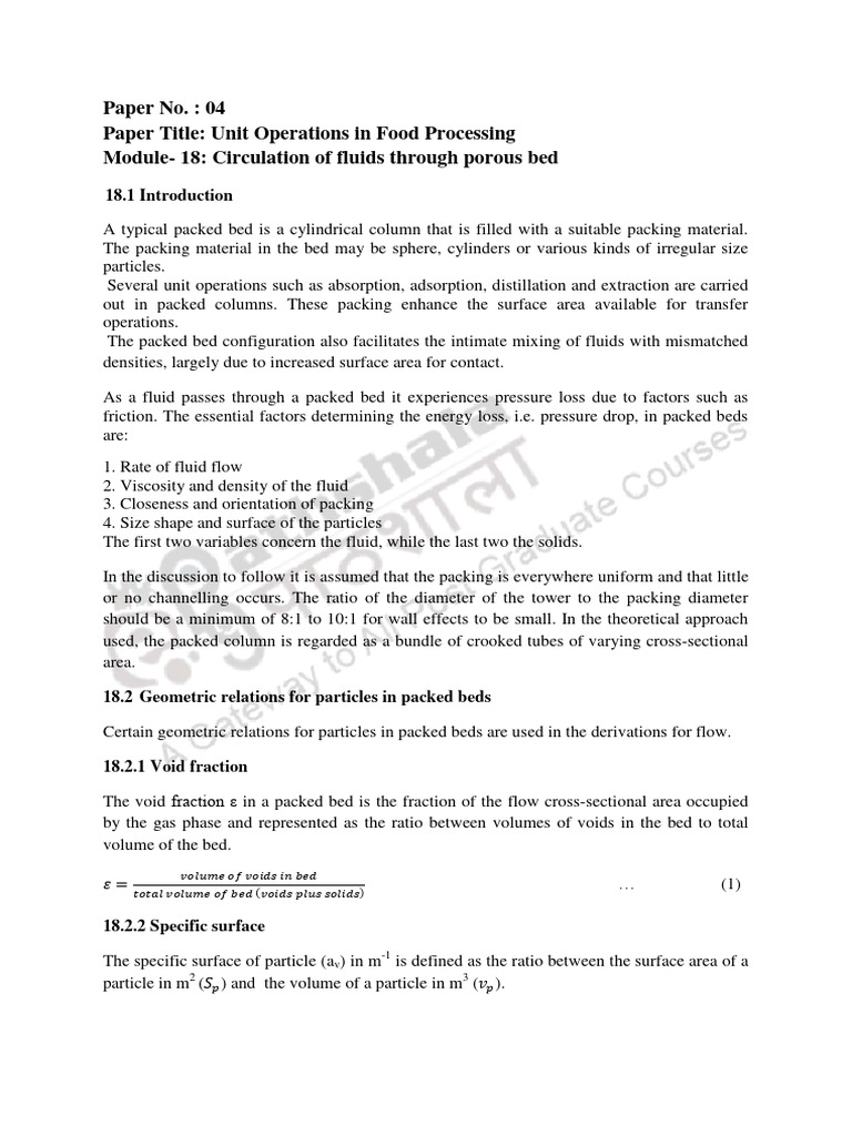 Paper No.: 04 Paper Title: Unit Operations in Food Processing Module-18: Circulation of Fluids ...