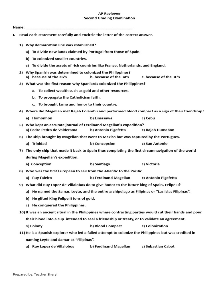 AP Reviewer | PDF | Philippines | Spanish Empire