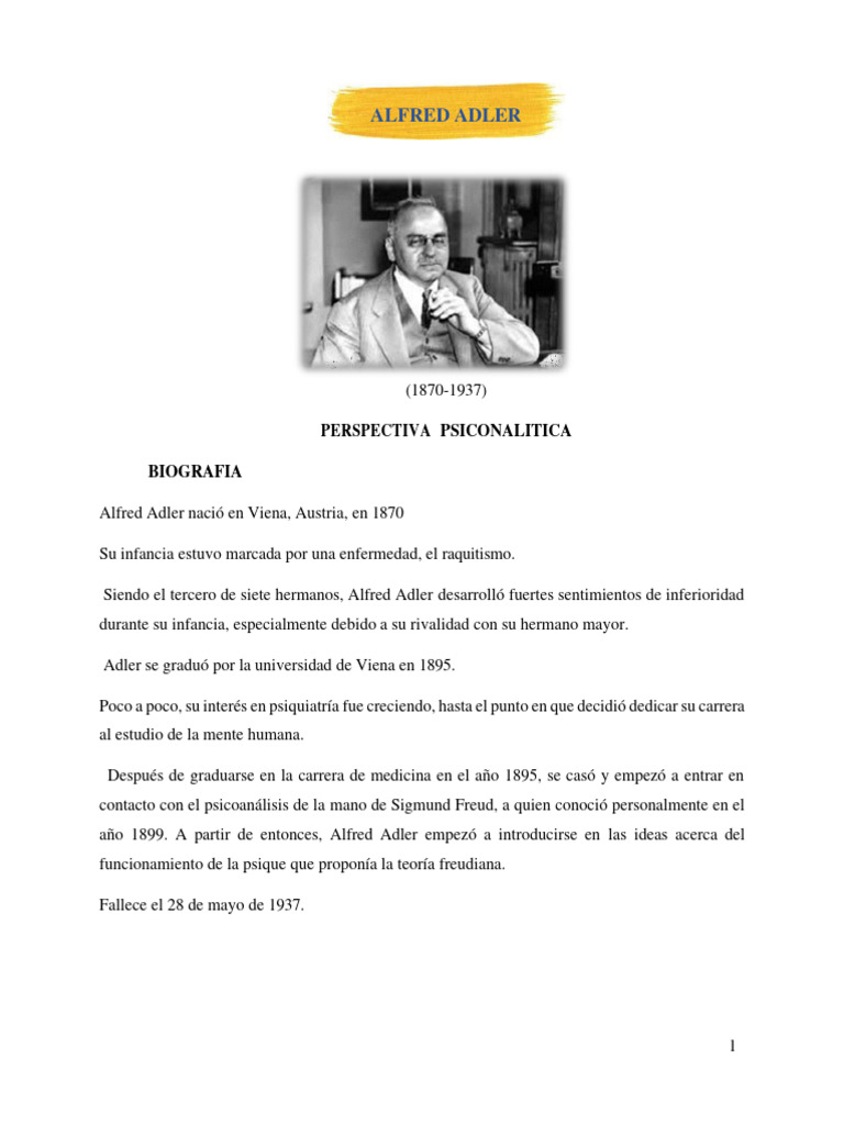 Alfred Adler | PDF | Sicología | Sigmund Freud
