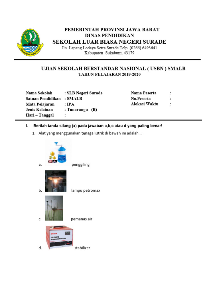 Soal Us Ipa Smalb | PDF | Ilmu Sosial