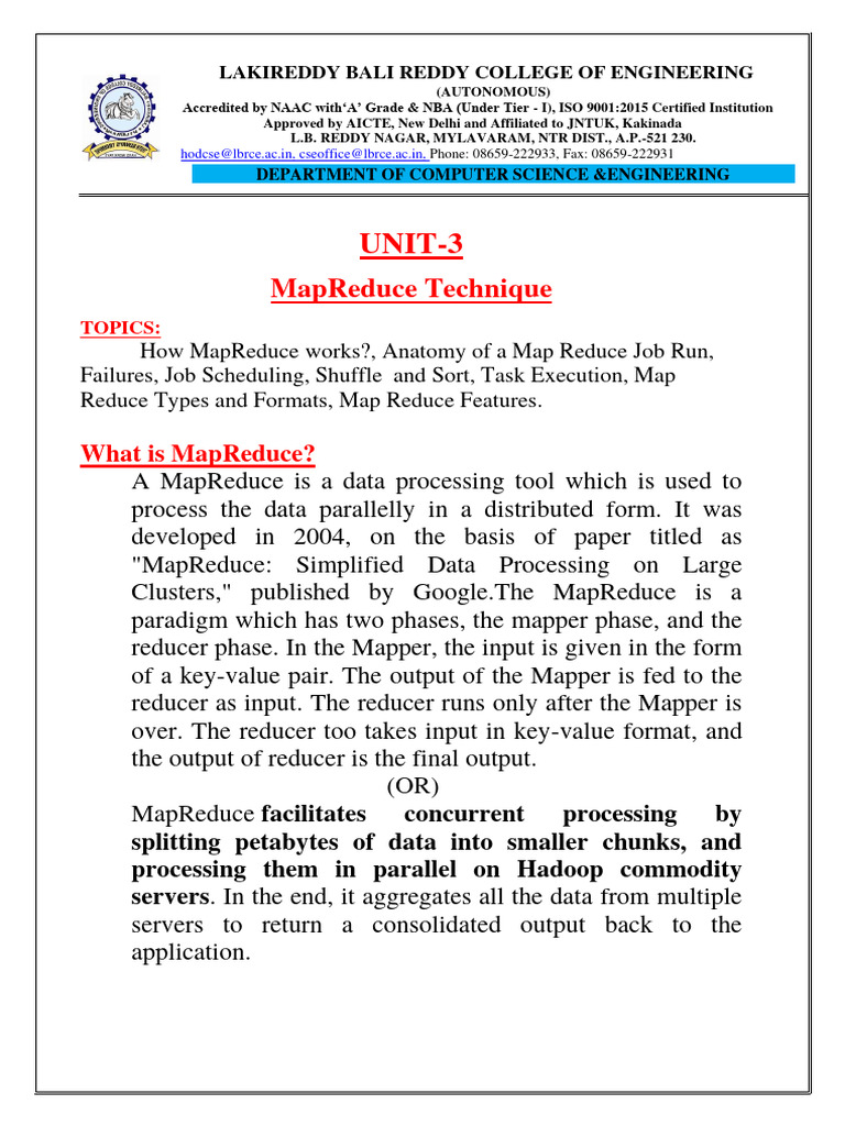 UNIT 3bda | PDF | Apache Hadoop | Map Reduce