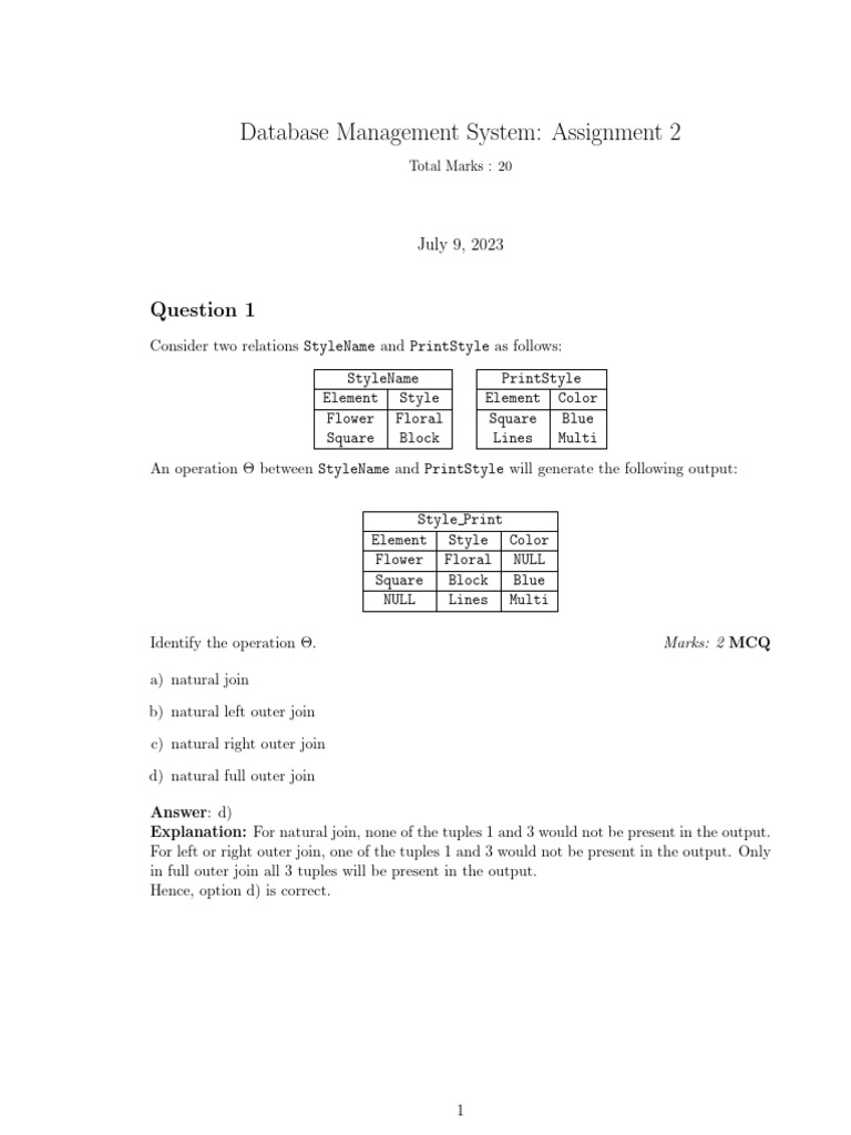 Week 2 Solution | PDF | Relational Model | Relational Database
