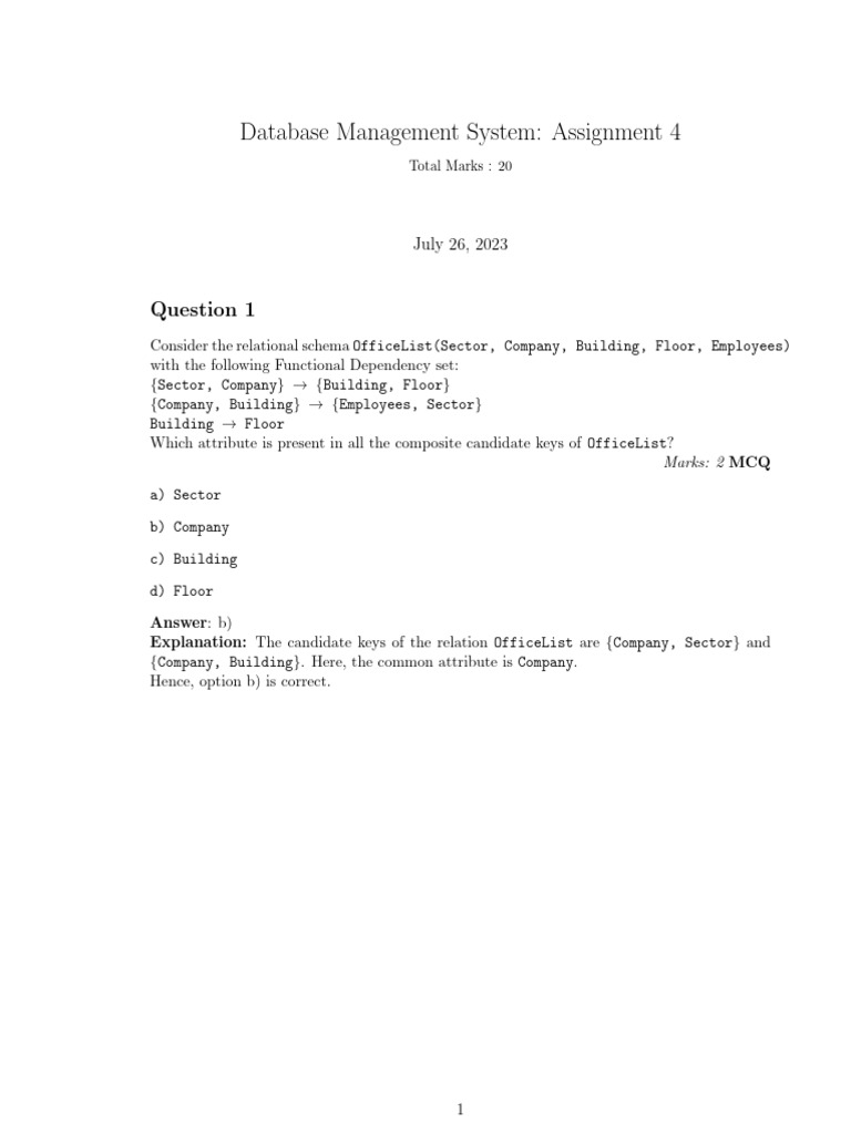 Week 4 Solution | PDF | Data Model | Data Management