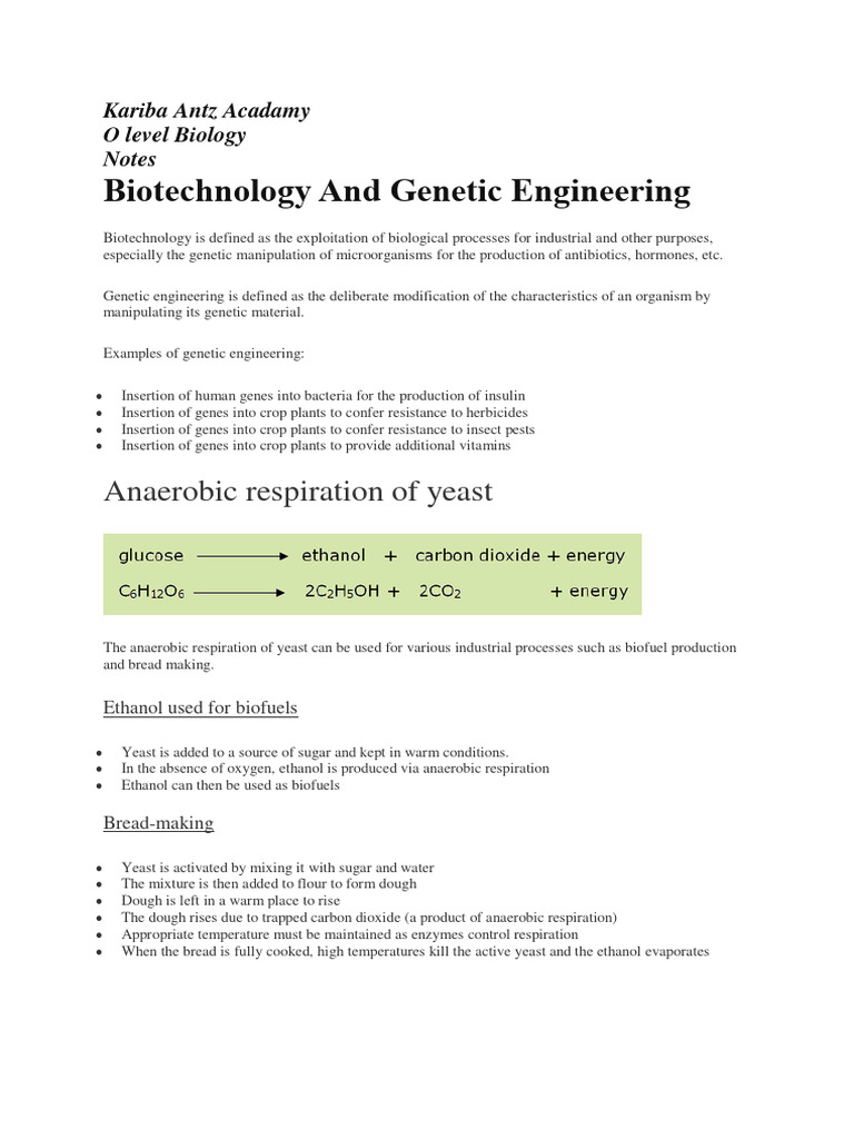 Biotechnology Short Notes | PDF | Plasmid | Yeast