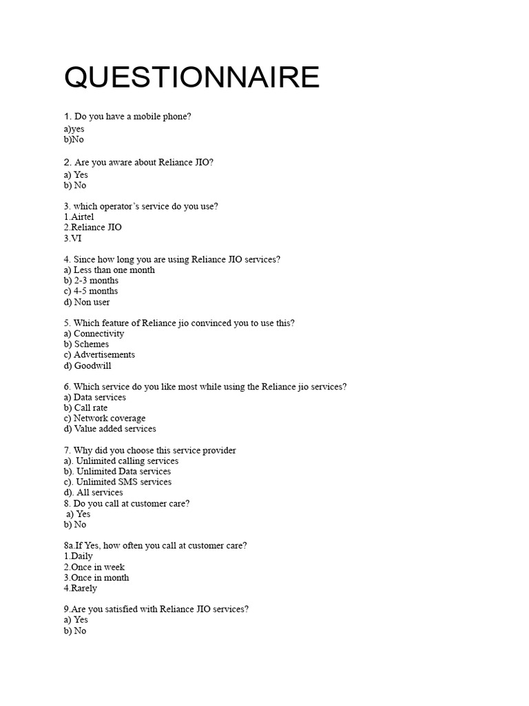 Questionnaire | PDF