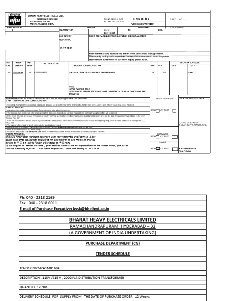 Tender Documents - 2 | PDF | Transformer | Auction
