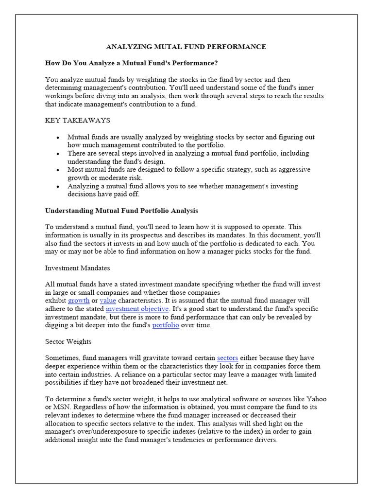 Mutual Fund Performance Analysis Guide | PDF | Investment Management ...
