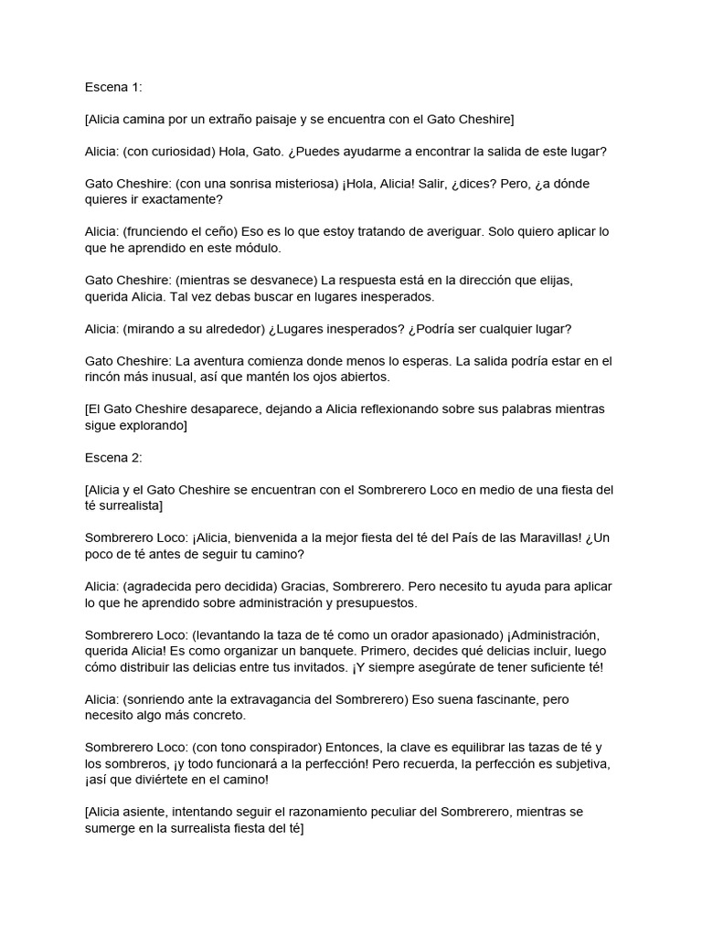 Guión Actividad Modulo 1 | PDF | Las aventuras de Alicia en el País de las Maravillas