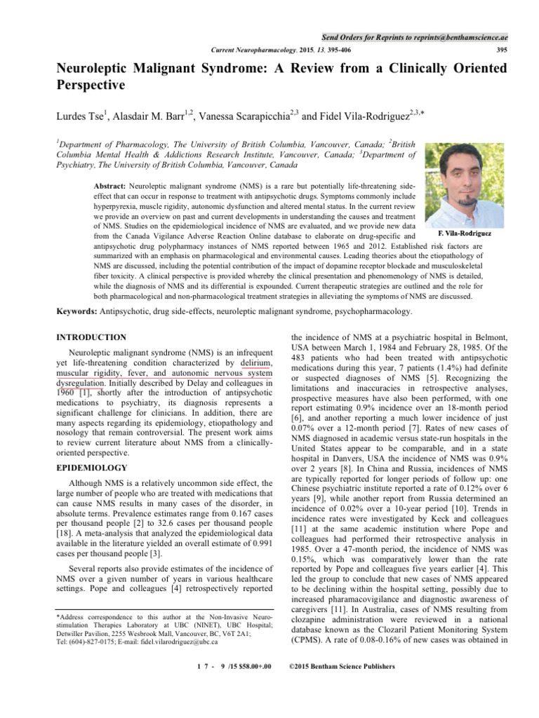 Neuroleptic Malignant Syndrome | PDF | Antipsychotic | Dopamine