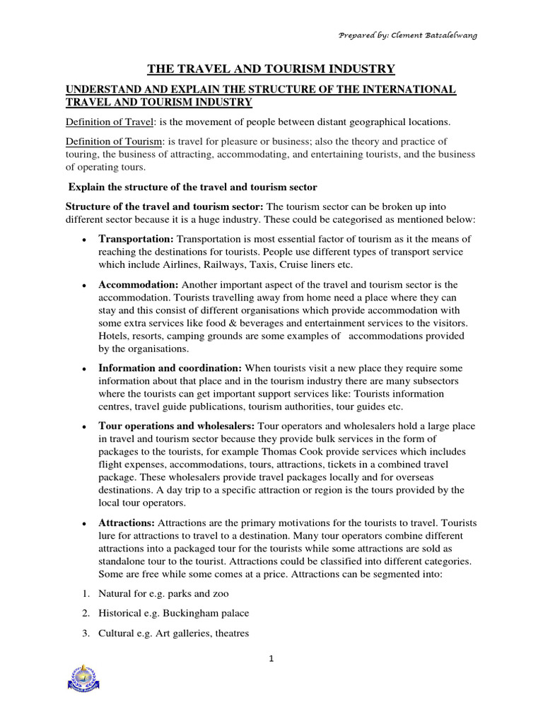 Structure of the Travel and Tourism Industry | PDF | Tourism | Equator