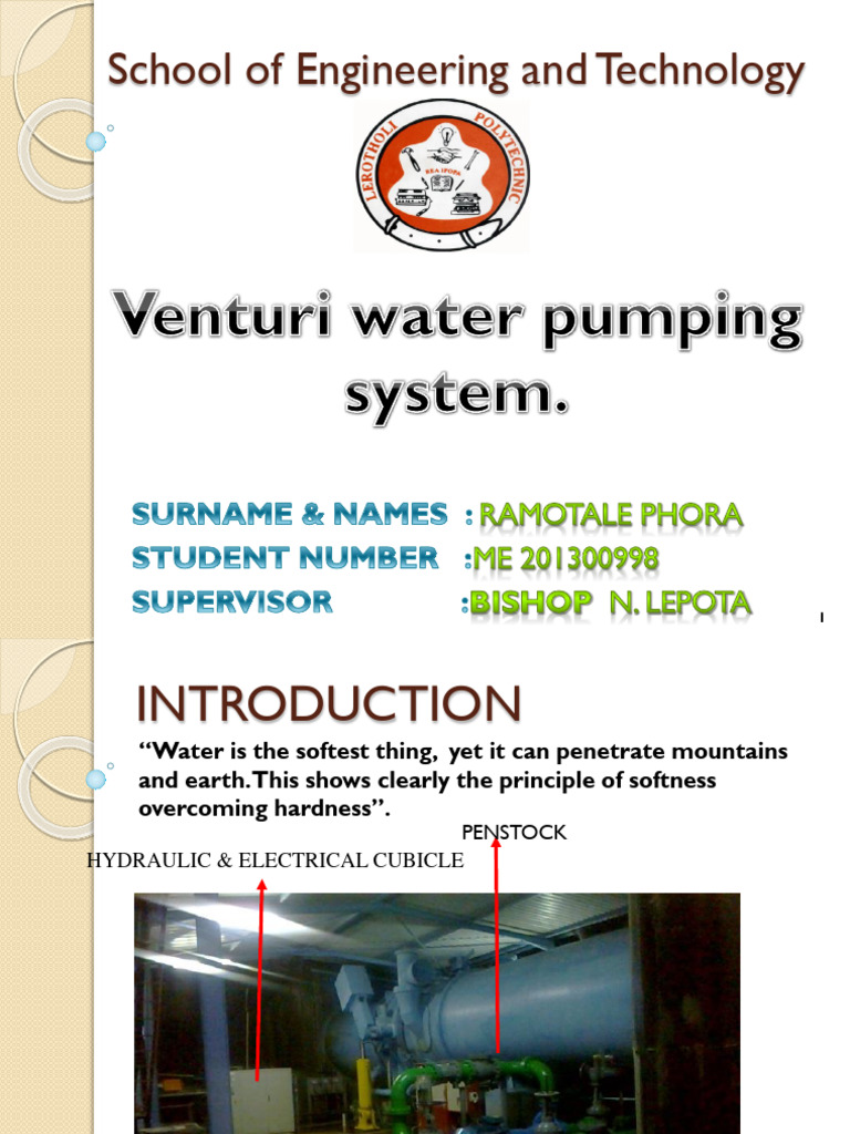 Venturi Water Pumping System | PDF | Pump | Pipe (Fluid Conveyance)