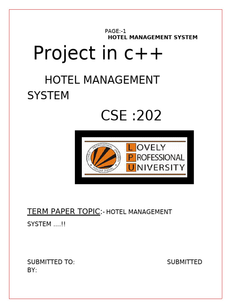 Project in C Hotel Management System PDF Free | PDF | Software Engineering | Software