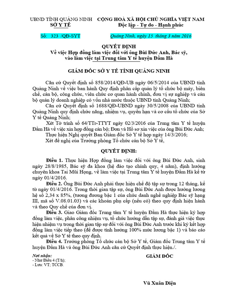 CT-QĐ HĐ Bs Bùi Đức Anh-TTYT Đầm Hà | PDF