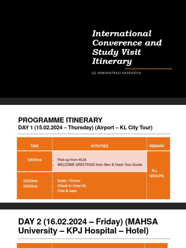 International Converence and Study Visit Itinerary | PDF