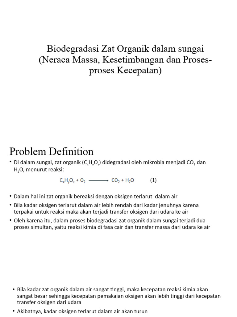 Biodegradasi Zat Organik di Sungai | PDF