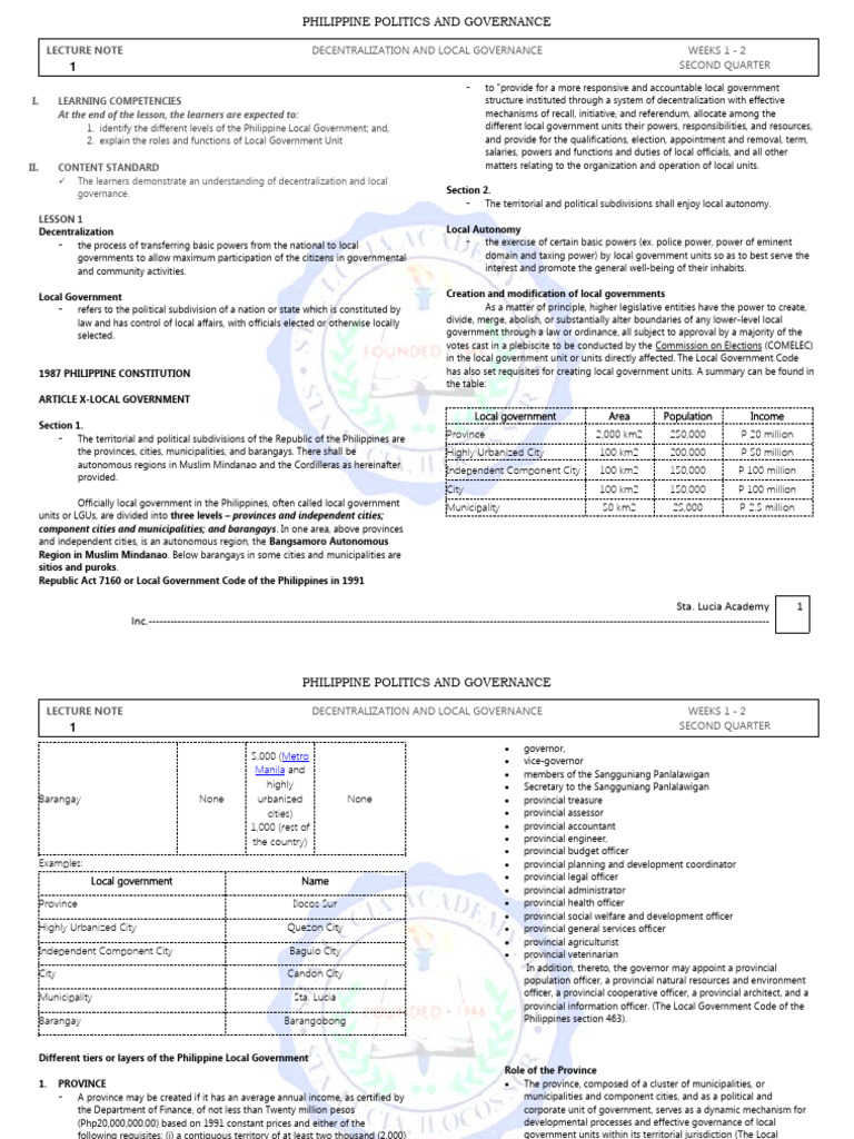 PPG Quarter 2 Weeks 1 and 2 | PDF | Government | Philippines