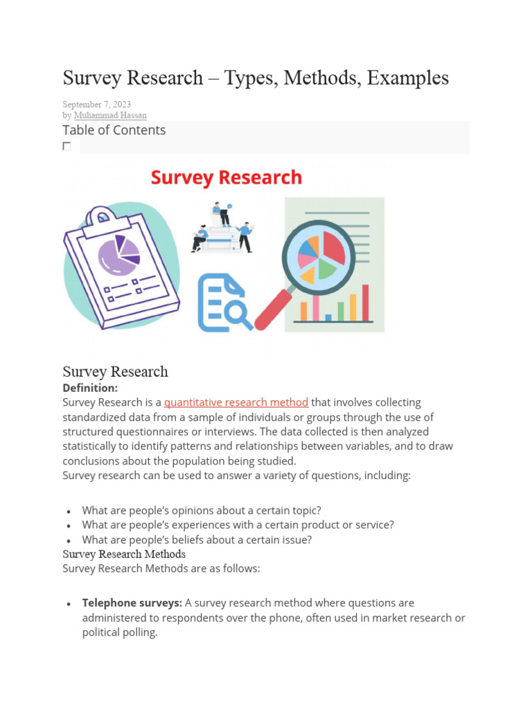 Survey Research: Types & Methods Guide | PDF | Career & Growth | Social ...