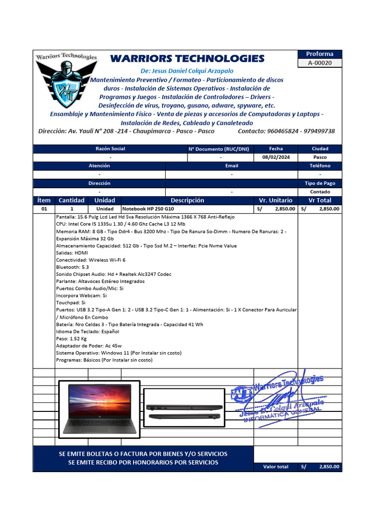 Warriors T - Proforma 20 | PDF | USB | Hardware de la computadora