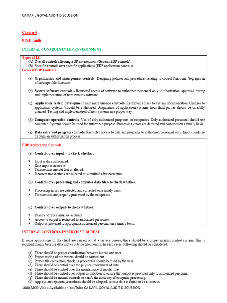 EDP Audit: Internal Controls Overview | PDF | Audit | Internal Control