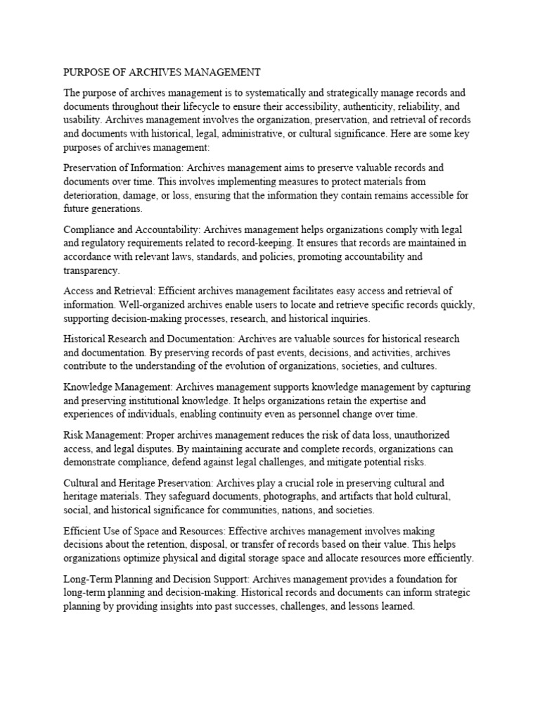 Archives Management | PDF | Records Management | Archive