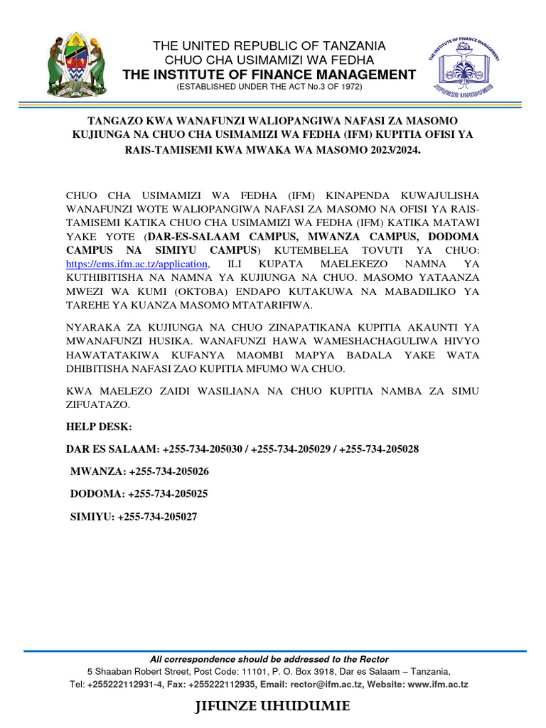 Tangazo Tamisemi 2023-2024 | Download Free PDF | Financial Risk ...