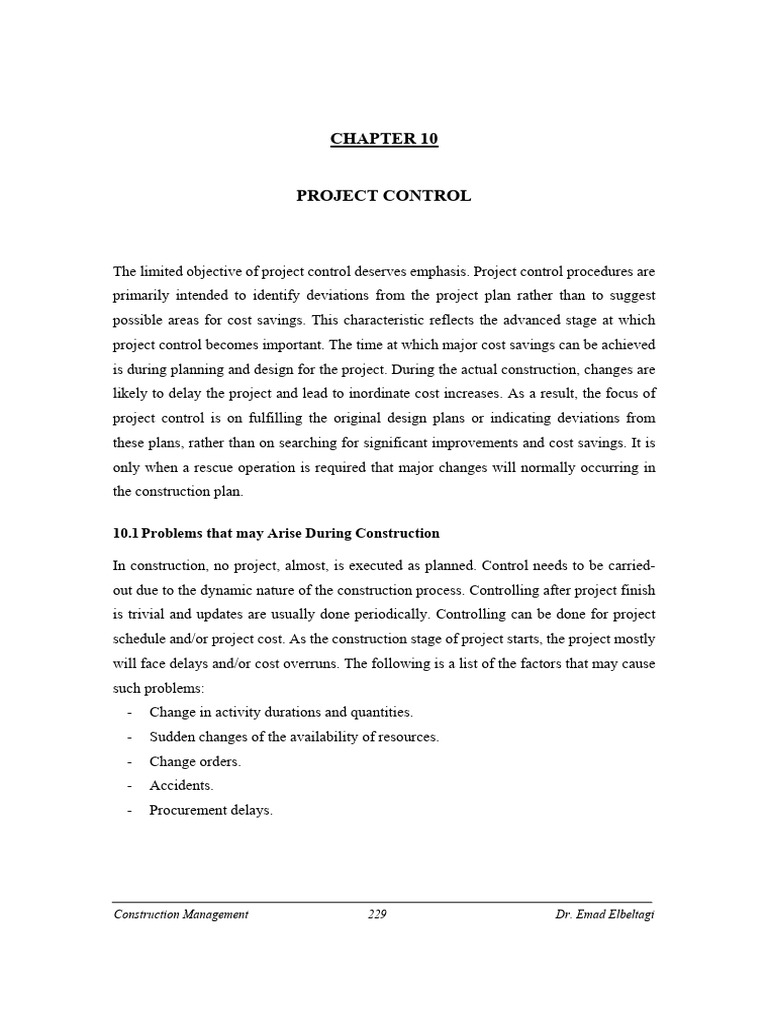 CM CH10 Project Control | PDF