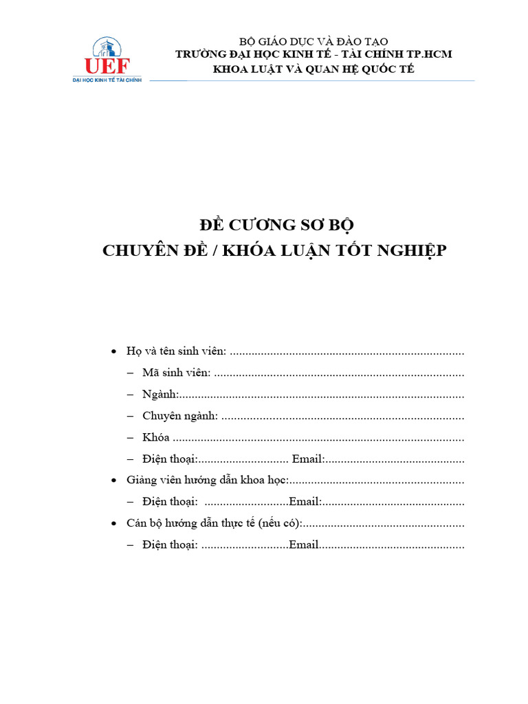 Mau - 03-De Cuong So Bo CD-KLTN | PDF