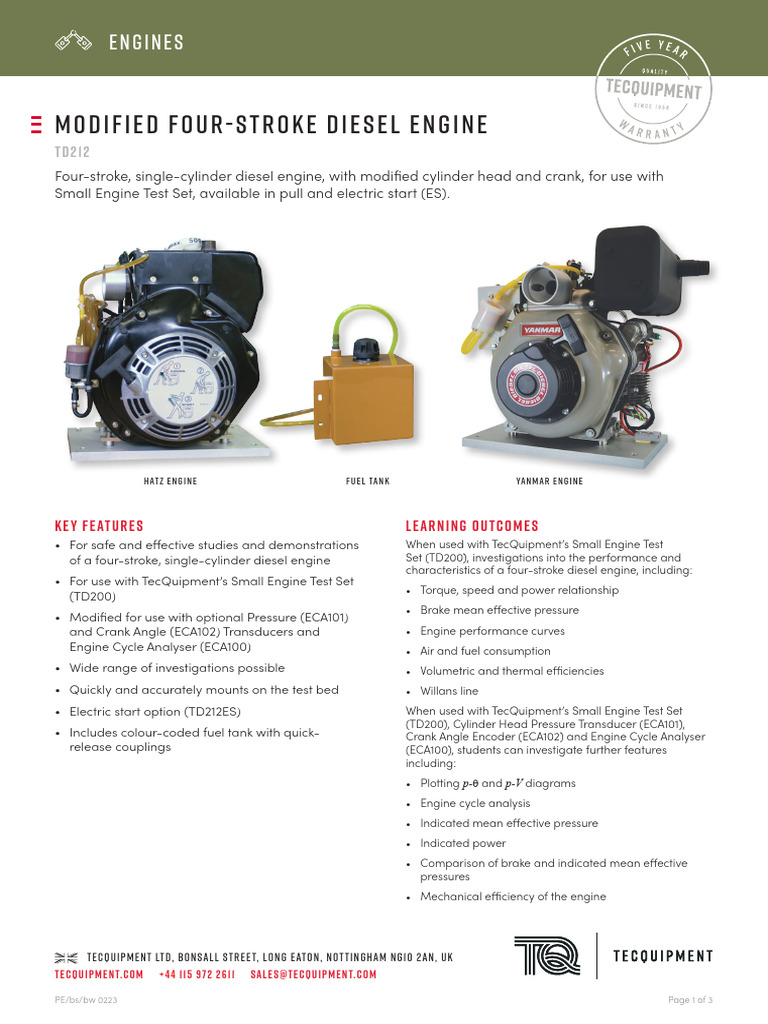 TD212 Mod Diesel Engine Datasheet | Download Free PDF | Diesel Engine | Engines