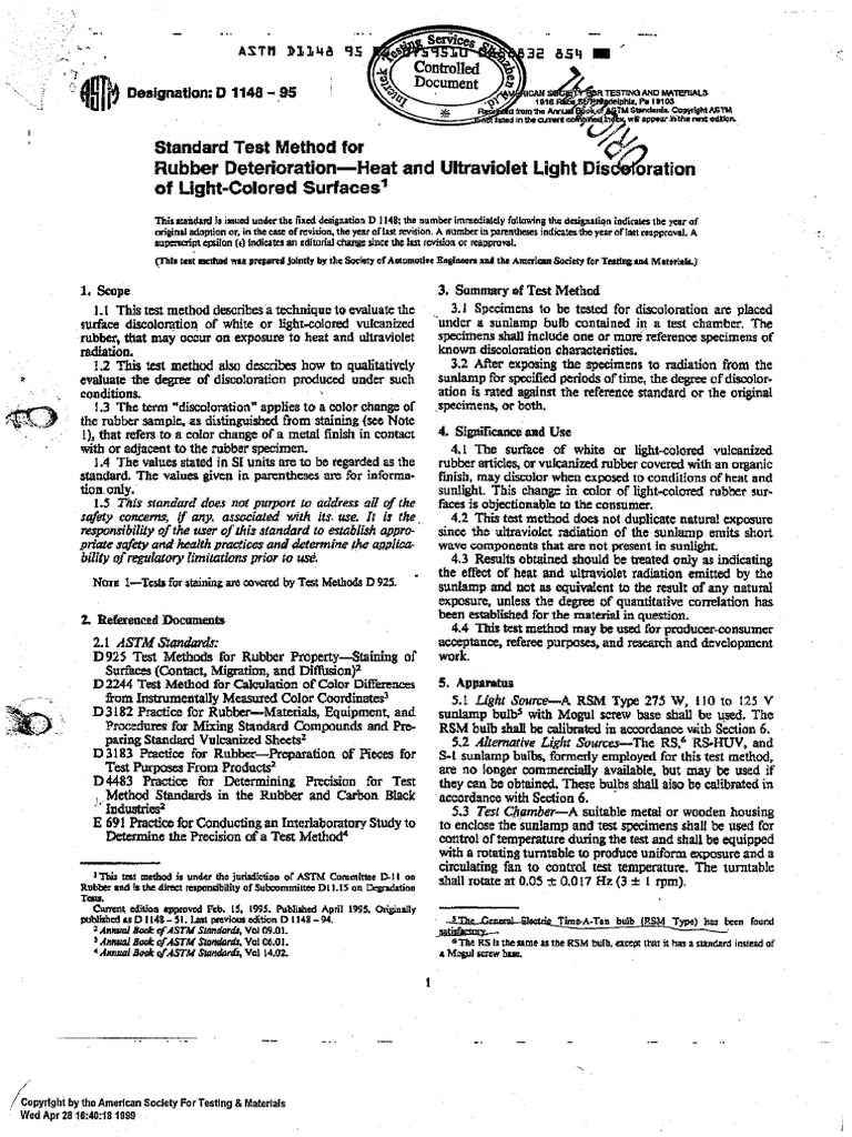 ASTM D1148-1995 UV Light | PDF