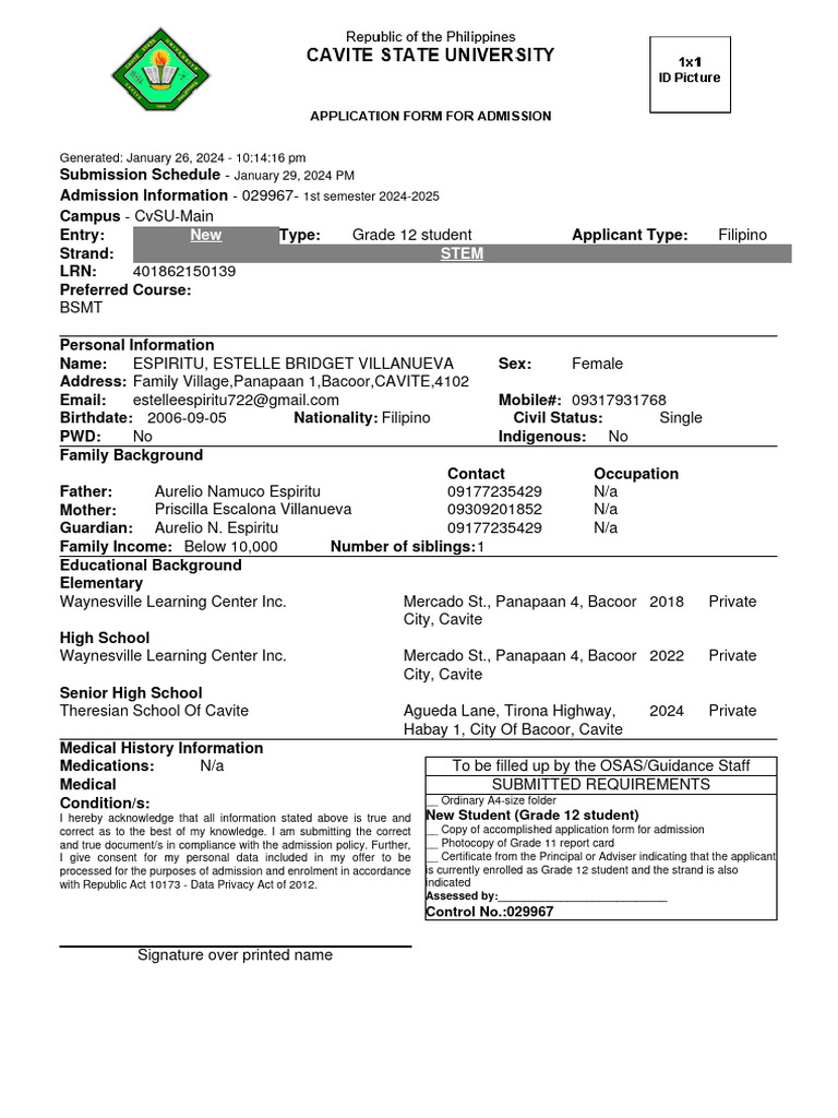 Cvsu Application | PDF