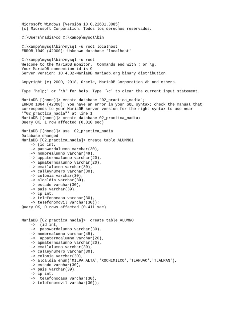 Practica 2 | PDF | My Sql | Databases