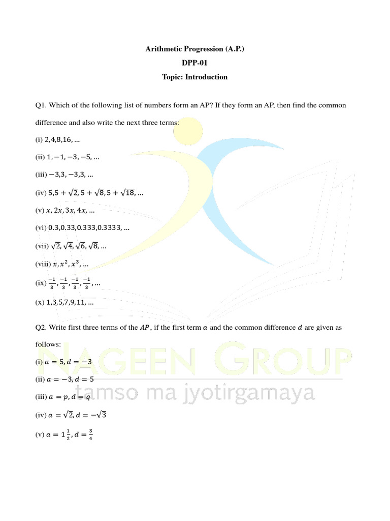 Chapter 5 Arithmetic Progression | PDF