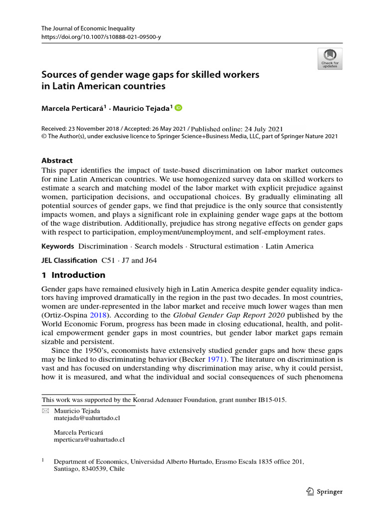 Sources of Gender Wage Gaps For Skilled Workers in Latin American Countries | PDF | Labour ...