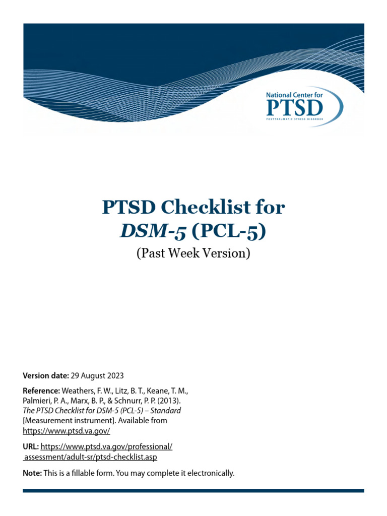 PCL5 Standard Form Week | PDF | Anger | Feeling