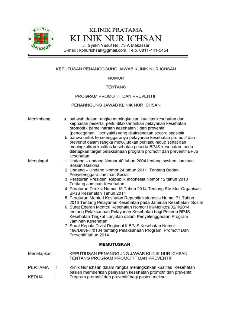 SK Program Promotif Dan Preventif | PDF | Kesehatan Holistik | Sains ...