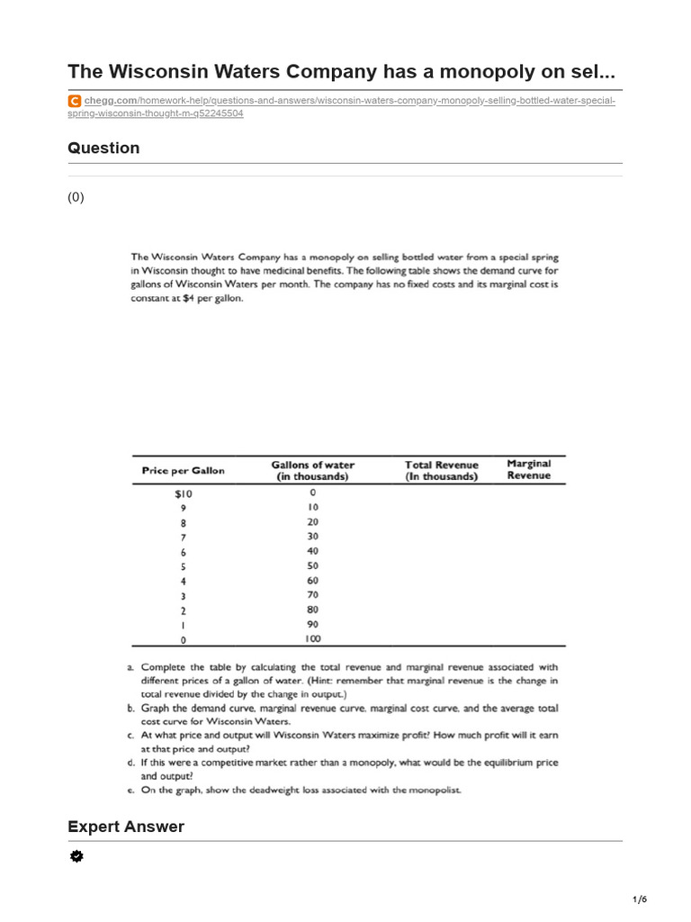 The Wisconsin Waters Company Case Solution | PDF | Profit (Economics ...