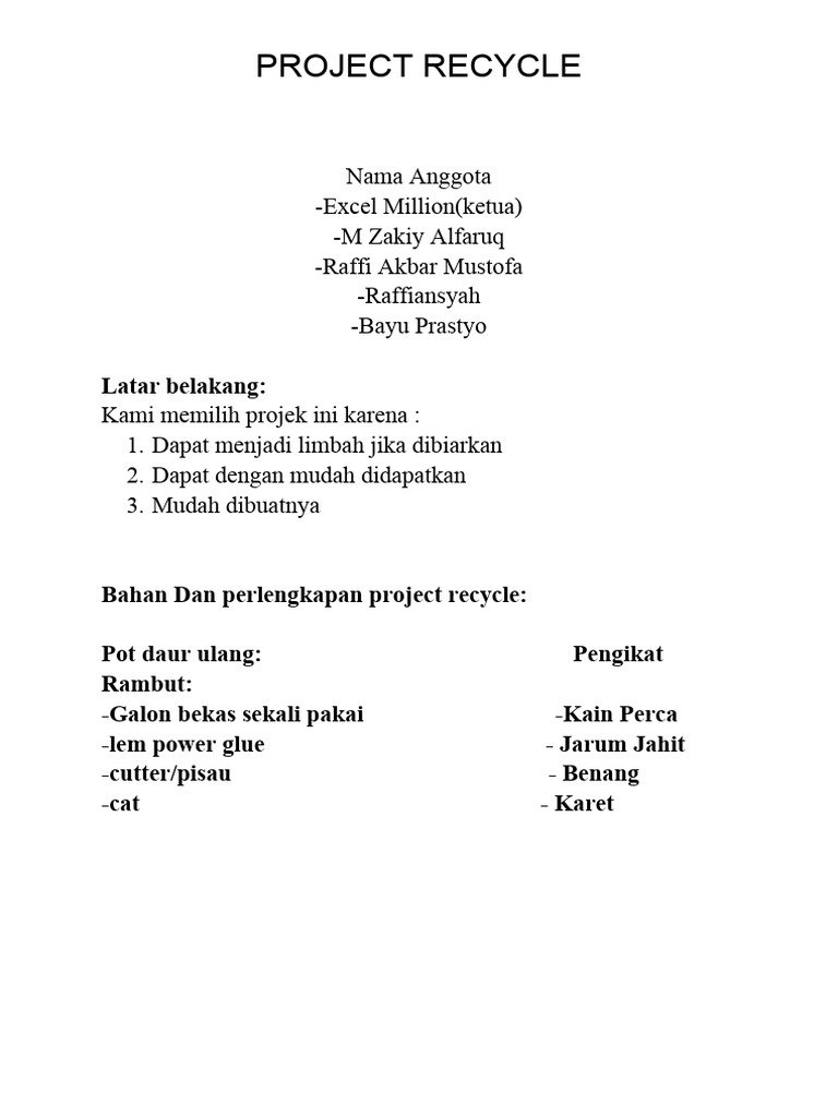 Daur Ulang Barang Menjadi Berguna | PDF