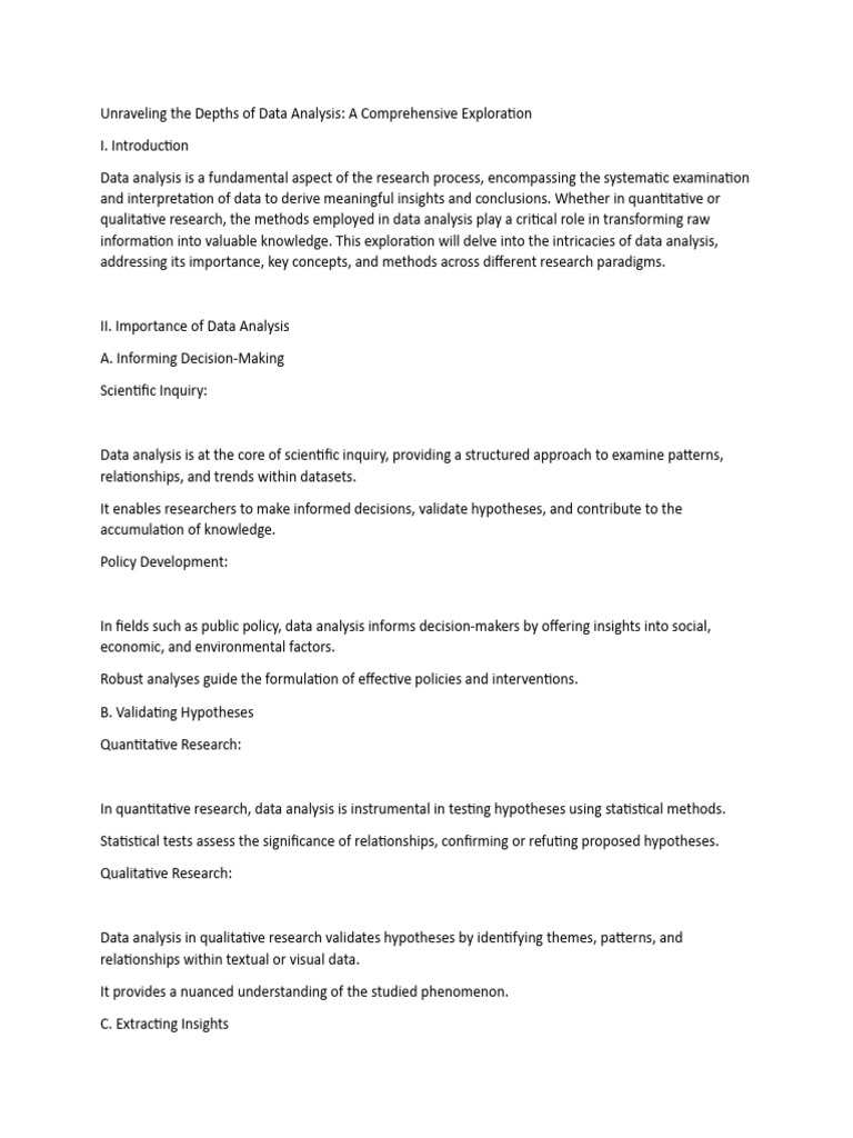 Unraveling The Depths of Data Analysis | PDF | Data Analysis | Statistics