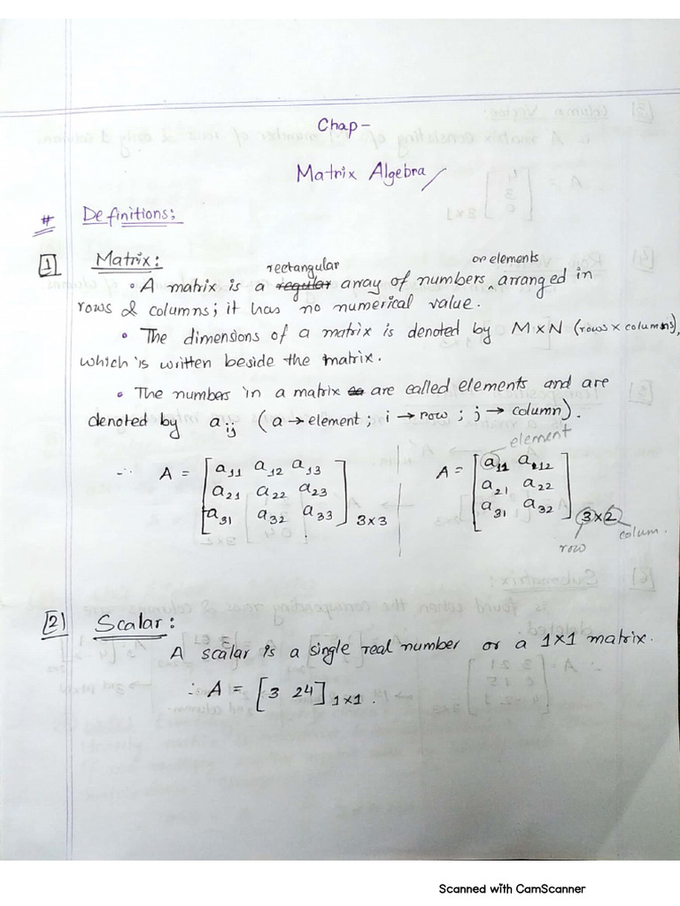 NSU BUS135-Matrix-Algebra-Notes | PDF
